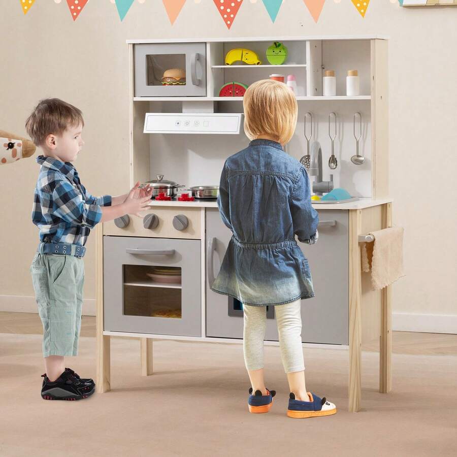 Kitchen Playset Wooden Pretend Kitchen With Microwave for Sale ...