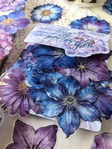 1 Pack 30pcs Vintage Botanical Blue Large Flower Hydrangea Rose Peony ...