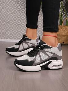 Women's 1 Pair V-Shape Print Lace-Up Commuter Mesh Breathable ...