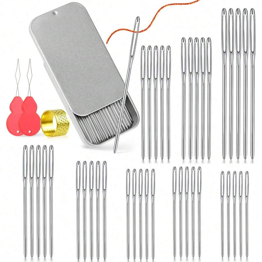 25pcs Portable Wide Eye Sewing Needle Set, Hand Sewing Needles ...