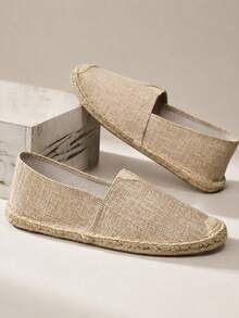 Men's Woven Espadrille Loafers, Breathable Slip-On Casual Flat Shoes ...