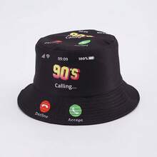 1pc Men's 90s Print Reversible Bucket Hat, Suitable For Daily Outings ...