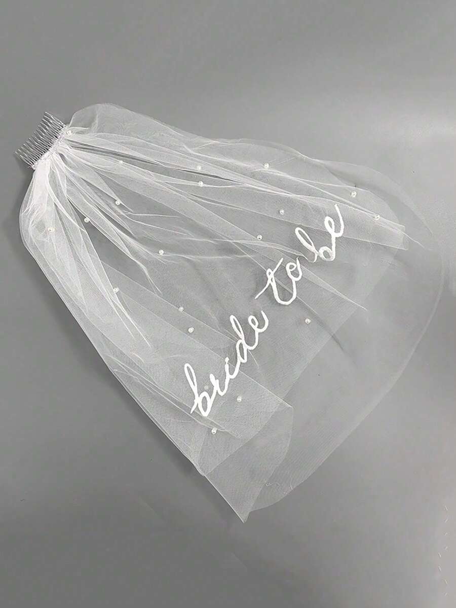 1pc Bridal Veil For Bachelorette Party | Double Layer White Letter Veil ...