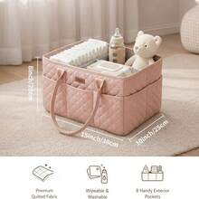 Floral Quilted Diaper Caddy Organizer, Diaper Caddy Basket With Vegan ...