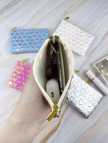 2026 Embossed Heart Pattern Mini Cute Minimalist Wallet Earphone Pouch ...