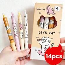 14Pcs Cat-Themed Ballpoint Pens (4 Pens + 10 Refills), Cute Kitten ...