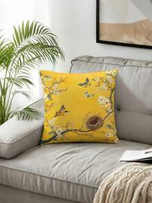 1/2 Pcs BUNI6 Vintage Bird Print Lumbar Pillow Case, Short Plush ...