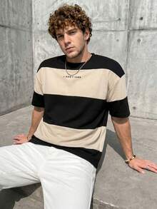 SU ER 1pc/Pack Summer New Contrast Color Business Casual Round Neck ...