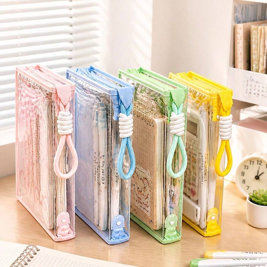 Colorful Portable Handheld Document Bag, A4 Size, Transparent Zipper ...