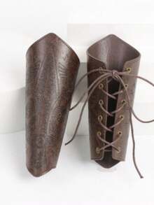 1pc Nordic Rune Embossed PU Leather Arm Guard, Lace-Up Adjustable ...