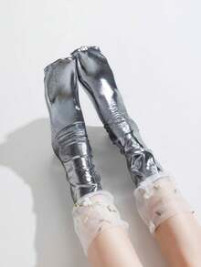 1 Pair Black/White/Yellow/Silver Spring/Summer Sweet Lace Floral Solid ...