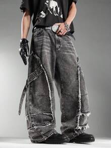 Men's Non-Stretch Wide Leg Jeans, American , Classic Whiskering, Salty ...