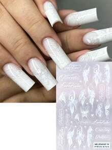 2 Peças Adesivos de Unhas com Letras Artísticas em Inglês 3D Brancas ...