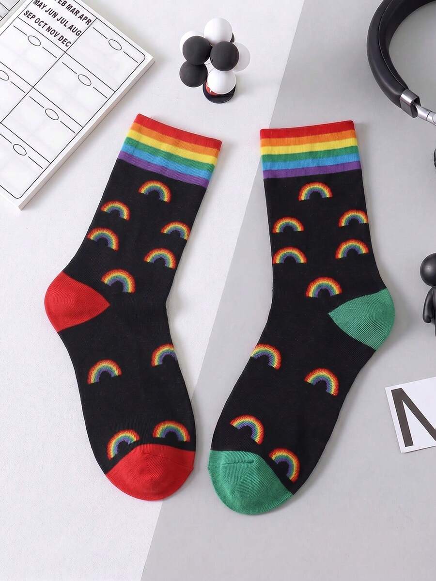 1/3 Pares de Meias Pretas LGBTQ Orgulho Meia-Panturrilha, Impressão de ...