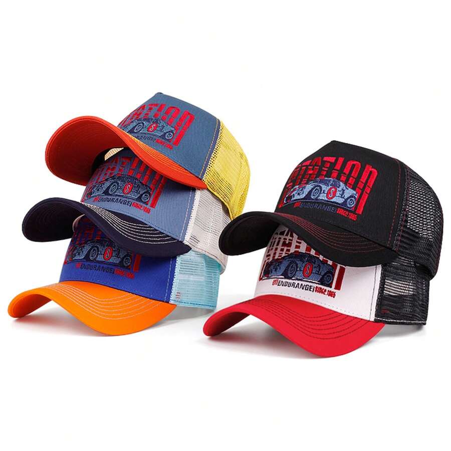 1pc Endurance Race Car Graphic Mesh Trucker Cap, Multi-Color Two-Tone ...