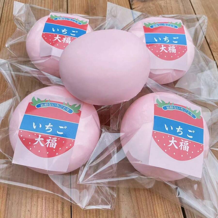 1 Peça Morango Daifuku Squishy de Ascensão Lenta Super Macio & Úmido ...