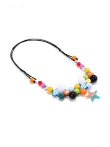 Bohemian Waxed Cord Necklace With Contrasting Large And Small Round ...