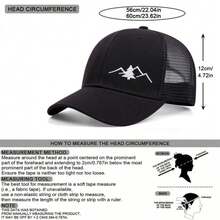 1pc Mountain Pine Tree Outline Mesh Trucker Cap, Solid Black Minimal ...