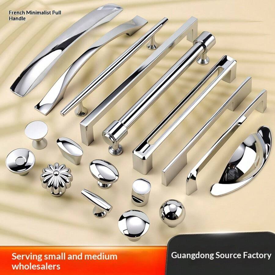1pc Modern French Style Silver Cabinet Handle, Bright Silver Drawer ...