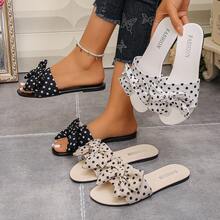 Women's Fashion Bow Flat Slides, Open Toe Sandals, Summer Casual ...