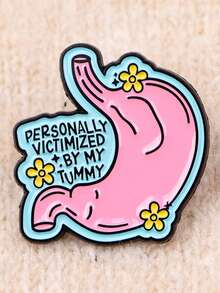 Pink Stomach Quote Brooch Cartoon Metal Badge Creative English Letter ...