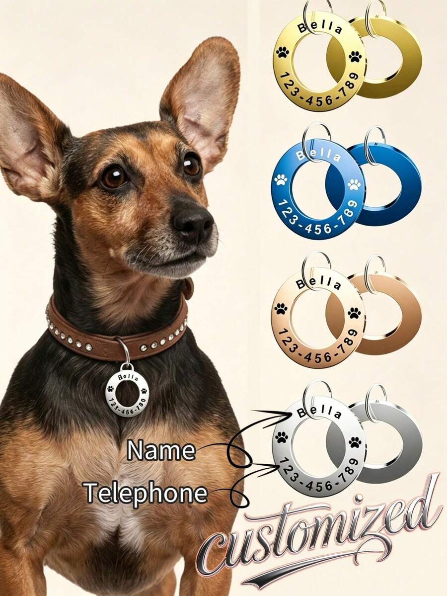 Customize Personalized Round Stainless Steel Pet Tag, Can Customize ...