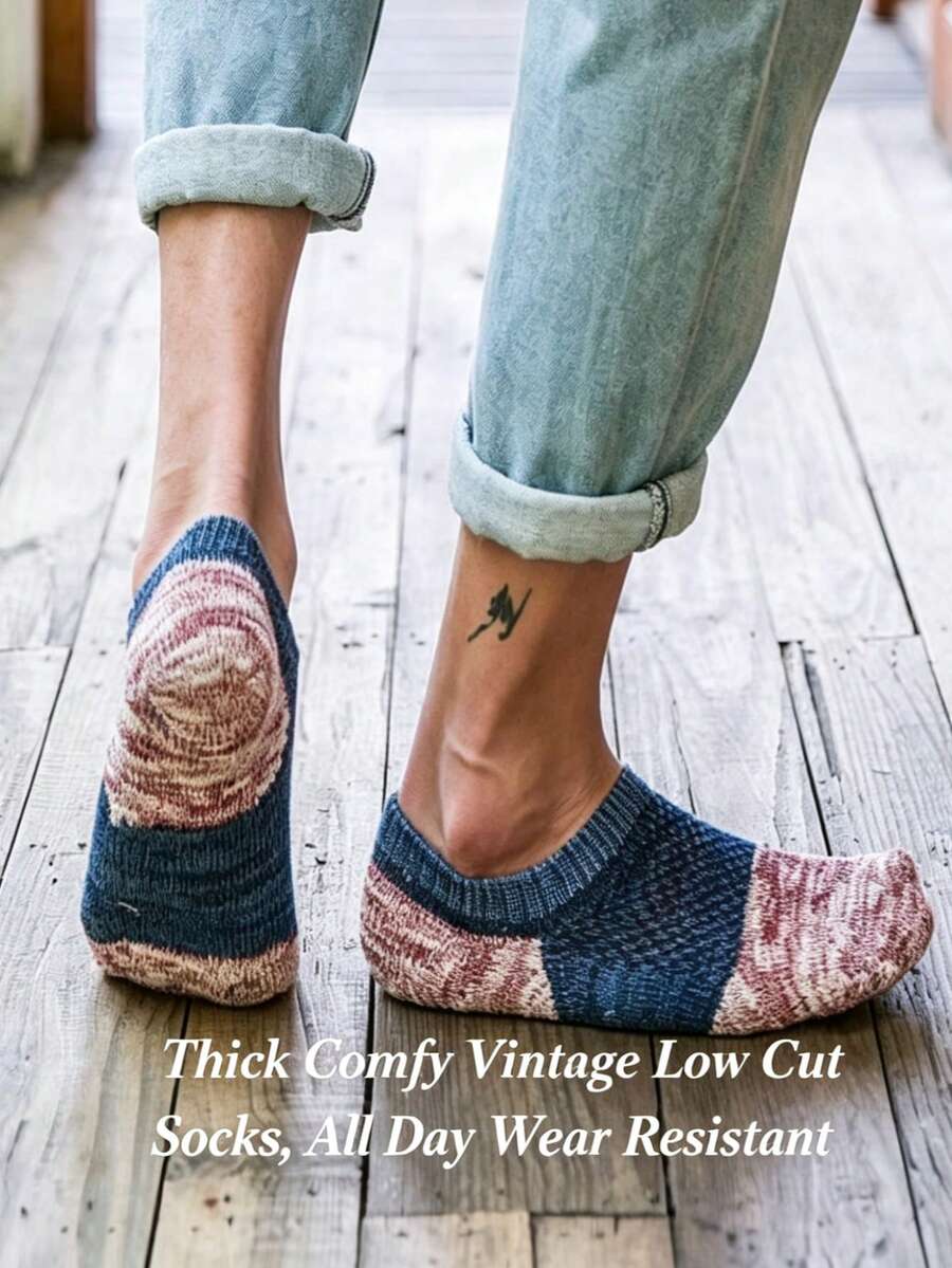 1/3/5 Pairs Men's Retro Striped Sheer Invisible Boat Socks, Contrast ...