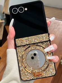 High-End Shiny Powder Magnetic Makeup Mirror Stand Phone Case ...