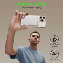 5000mAh Magnetic Power Bank, Wireless Charging Pad, USB-C Data Cable ...