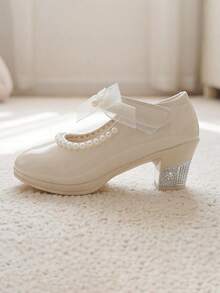 Best Seller - 3-12 Years Old Girls Light White High Heels, Glossy Pearl ...