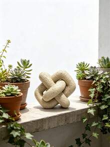 Neutral Stone Chain Knot Decor, Wabi-Sabi Textured Resin Sculpture For ...