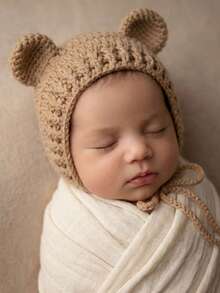 2pcs Newborn Photography Props Cute Bear Handmade Crochet Hat And Pom ...
