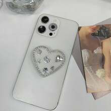 1pc Rhinestone Glitter Heart Phone , Bling Rhinestone Heart Phone Grip ...