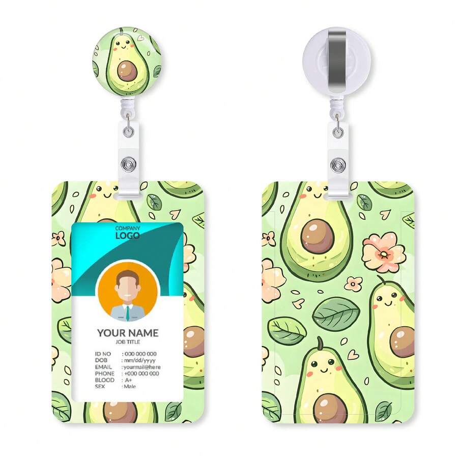 Kawaii Avocado Retractable Badge Reel ID Holder For Nurse Teacher ...