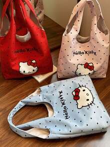 SANRIO Kawaii Hello Kitty Canvas Tote Bag Cute Pink Heart Print ...