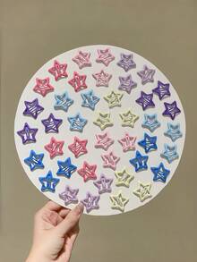 10/50/100Pcs Hollow Star Shaped Plastic Barrettes, Random Color Star ...