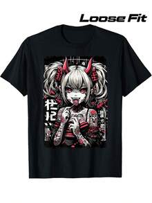 Camiseta con estampado terrorífico, estética, horror, chica anime ...