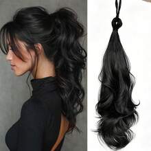 Elastic Ponytail Hair Extension Low Tie Big Wave Curly Long Braided ...