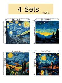 1Pc/4Pcs Abstract Starry Sky Theme DIY Oil Painting By Numbers Painting ...