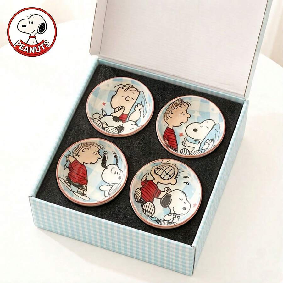 Snoopy Cartoon Family Of 4 Ceramic Rice Bowls, Small Household Bowls ...