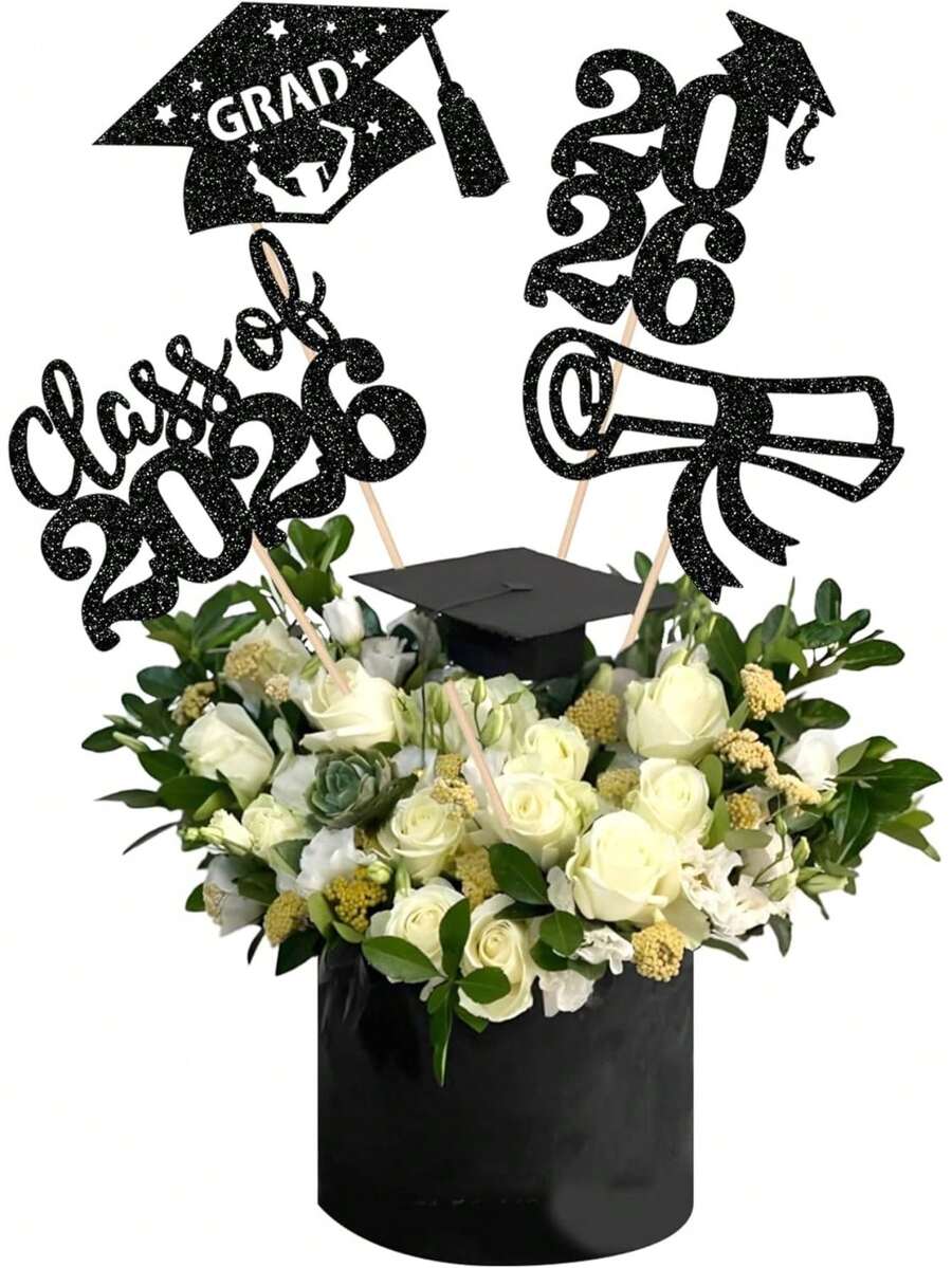 12 PCS Class Of 2026 Centerpiece Stick 2026 Congrats Grad Cake Toppers ...