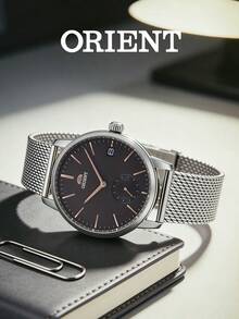 Orient Men's Contemporary Quartz Watch, Black Sunburst Dial Small ...