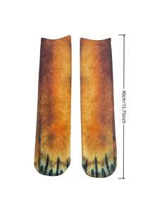 1 Pair Animal Paw Print Socks - Creative 3D Animal Socks, Fun Gift For ...