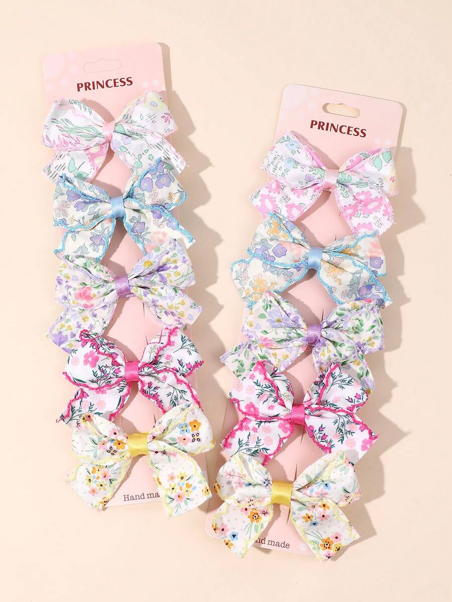 10pcs Multicolor Hair Bows For Girls Floral Hair Clips Gentle Elegant ...