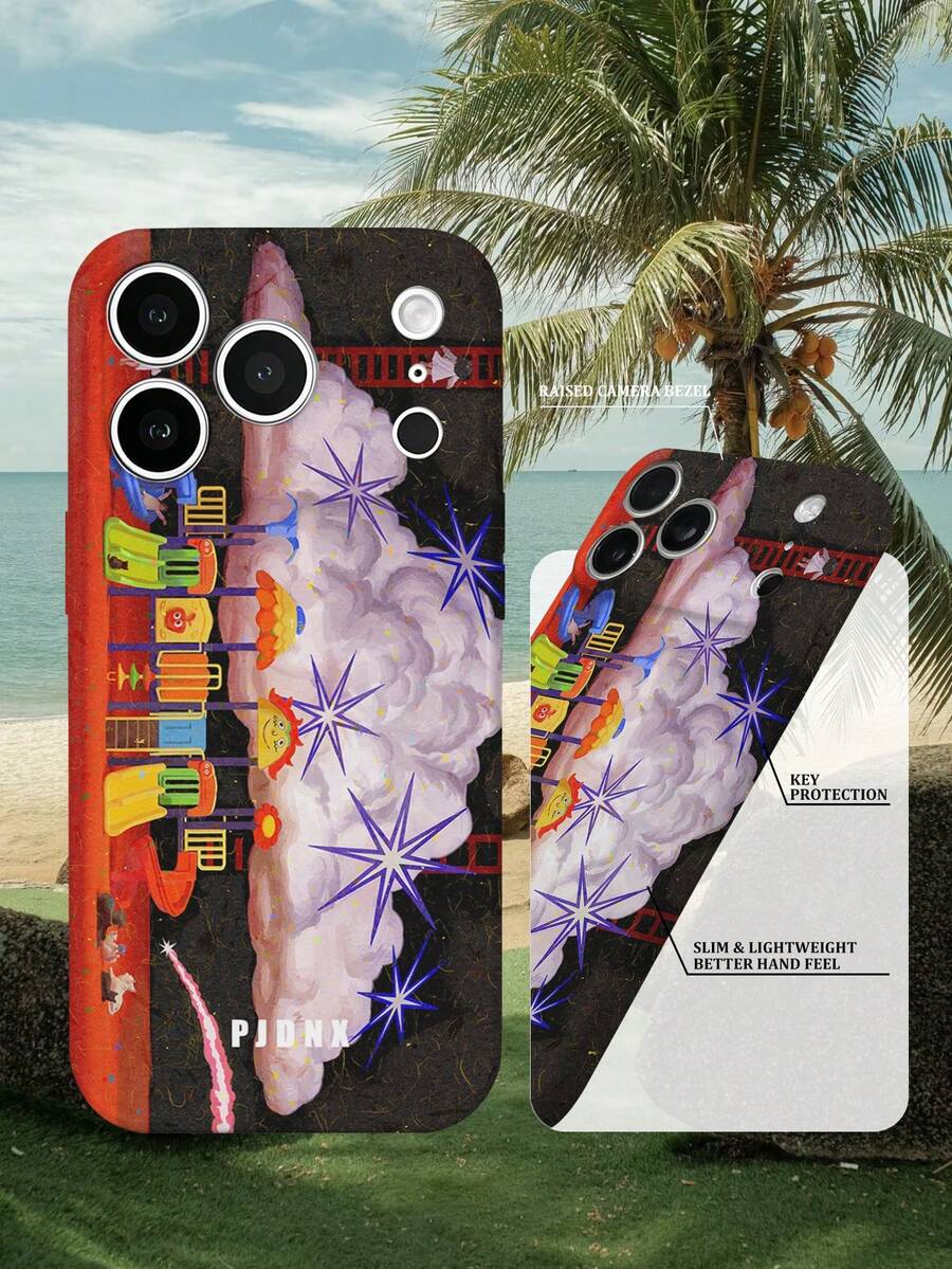 PJDNX 1pc Dreamy Playground Star Print Phone Case, Glossy Film Hard ...