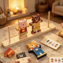 1 Set Children's Bear Dress-Up Puzzle Game, Toddler Color Matching Hand ...