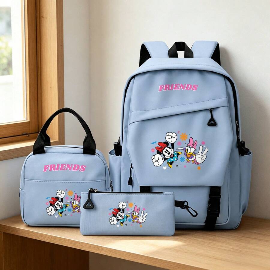 Disney Minnie Mouse & Daisy Duck 3PCS Backpack Set, "FRIENDS" Printed ...