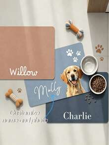1pc Customized Pet Placemat, Can Print Dog Photo And Name, Dog Food ...
