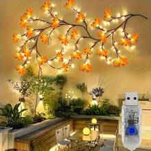 48LEDS Maple Leaf Vine String Lights, 24 Red Leaves, 150cm/59inch ...