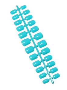 24pcs Short European & American Sweet Girl Minimalist Solid Color Teal ...